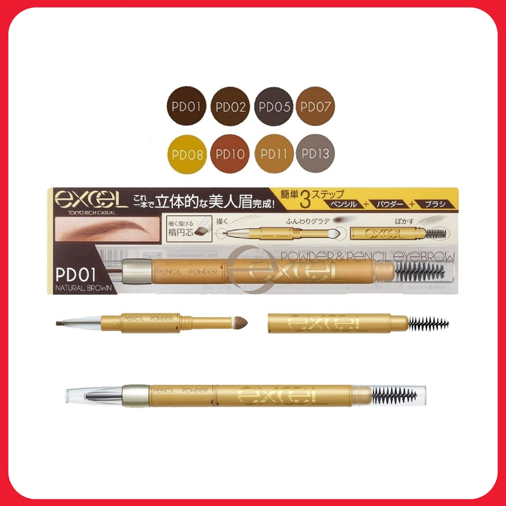 EXCEL Powder and Pencil Eyebrow 3 in 1 | Shopee Singapore