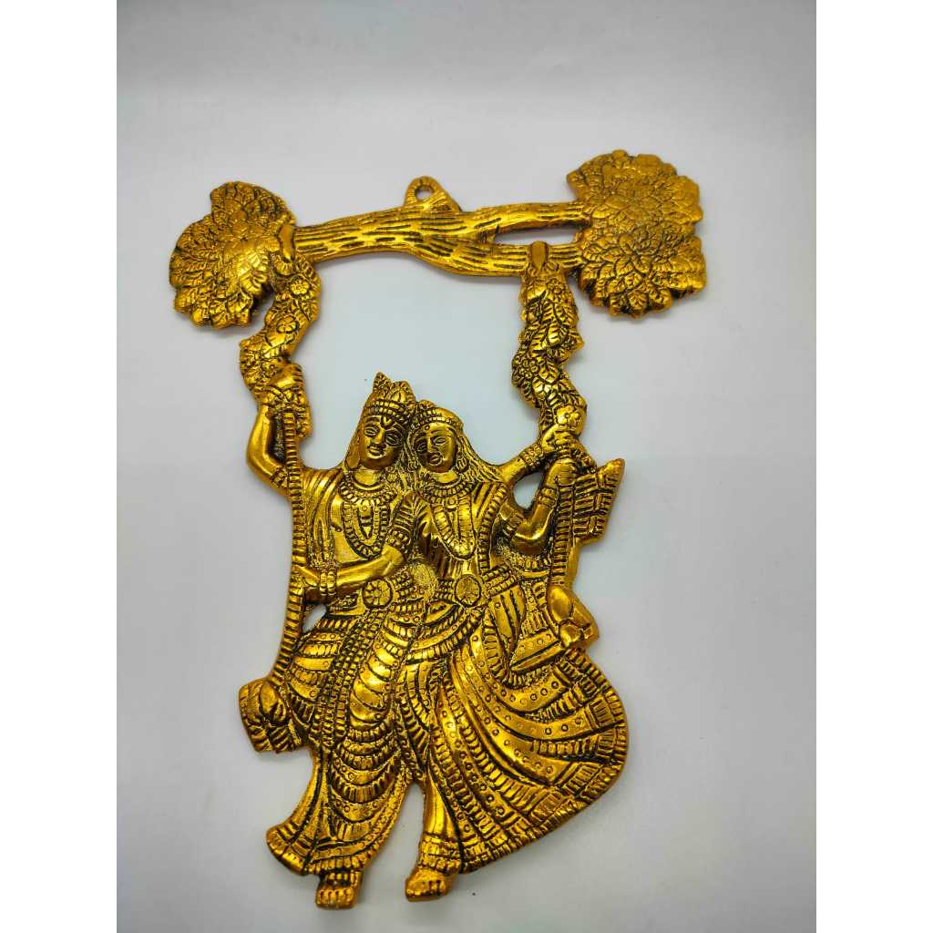 Traditional Metal Wall Hanging Radha Krishna Jhula Wall décor Showpiece ...