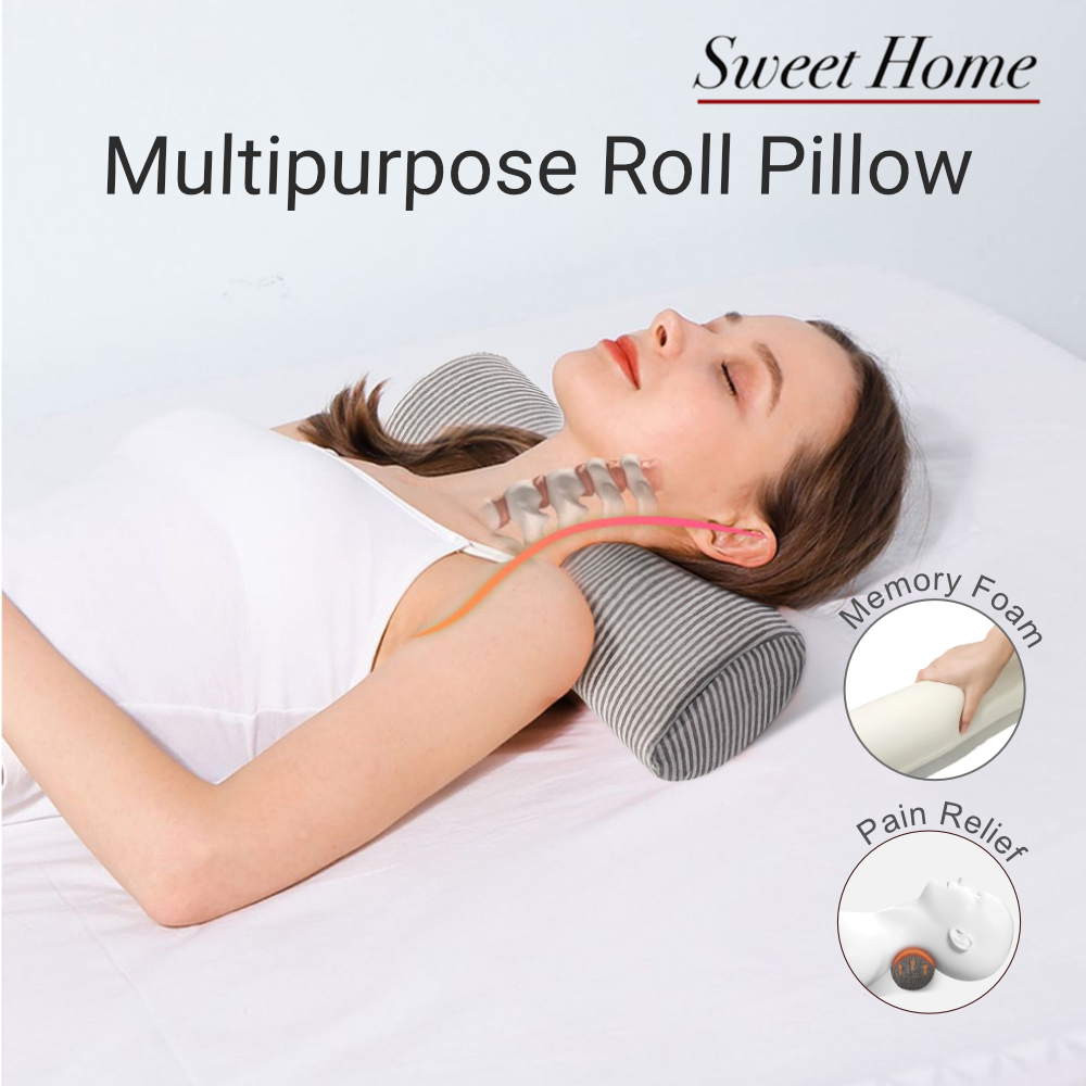 Premium Memory Foam Filling Neck Bolster Cervical Lumbar Knees Neck ...