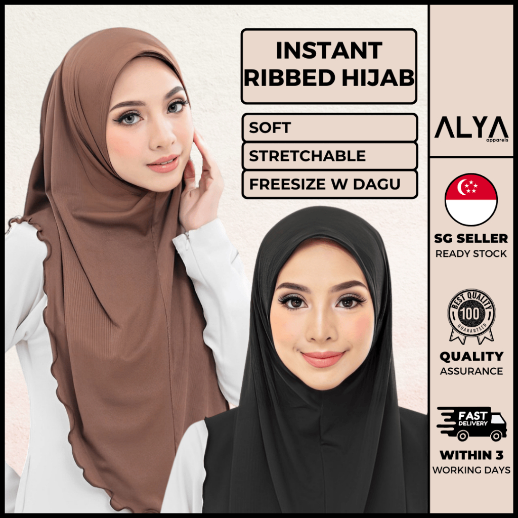 Instant Ribbed Hijab ( Alya Apparels Breathable Cotton Tudung Sarung ...