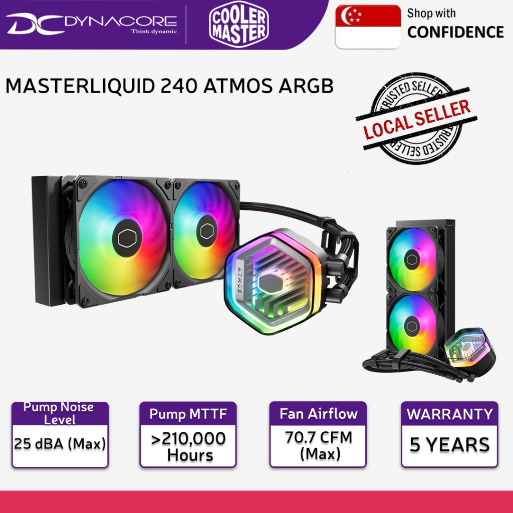【Pre-Order】Cooler Master MASTERLIQUID 240 ATMOS ARGB AIO Liquid Cooler | Shopee Singapore