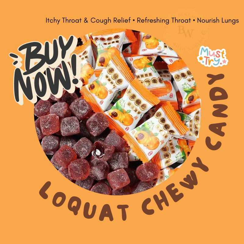 {SG Ready Stock🇸🇬} Loquat Chewy Soft Candy 50 pcs Relief Itchy Throat ...
