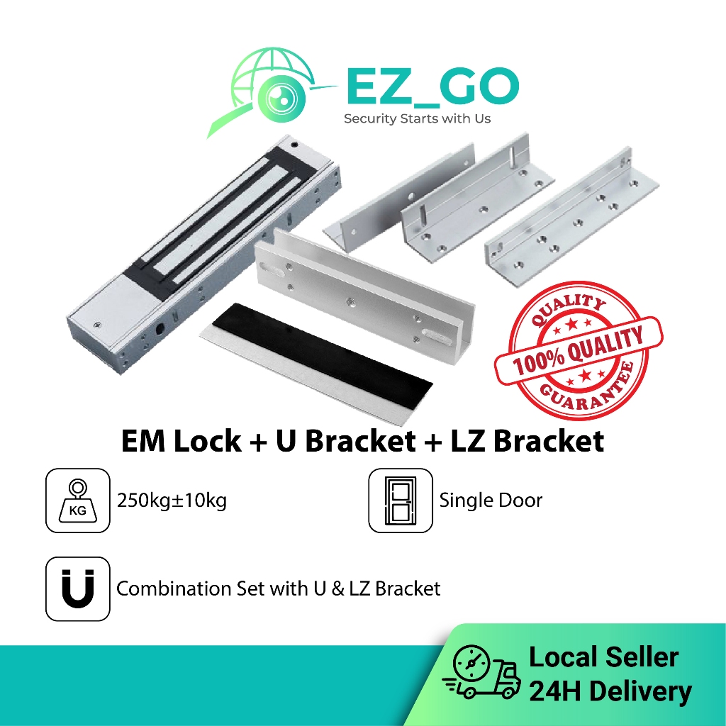 [SG SELLER] Door EM Lock with U Bracket/ LZ Bracket for Single Door Access Terminal System ...