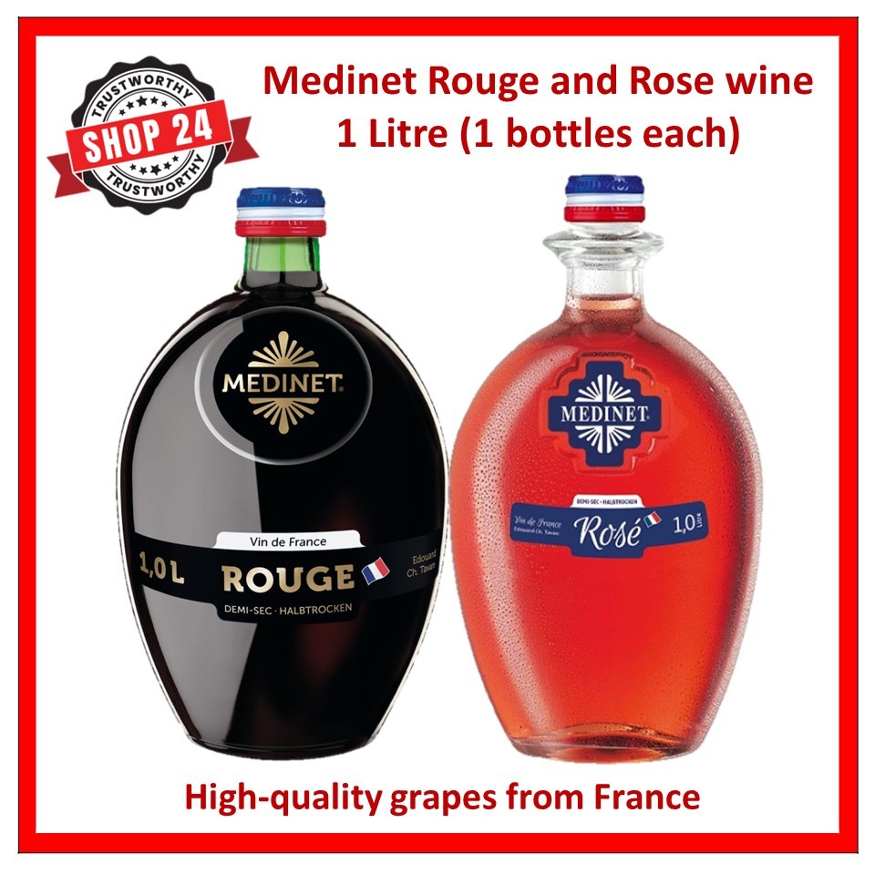 SHOP24 MEDINET ROUGE + ROSE 1 Litre France (1 bottle each), Good ...