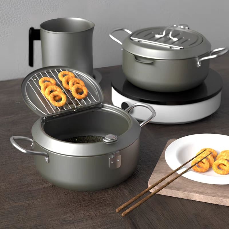 Nonstick Deep Fryer Pot 24 Diameter w/ Temperature reader | Oil Storage ...