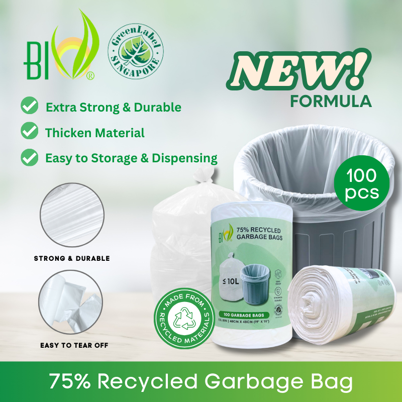 BIO 75% Recycled Garbage Bags - 48x48cm White (UPGRADED) | Shopee Singapore