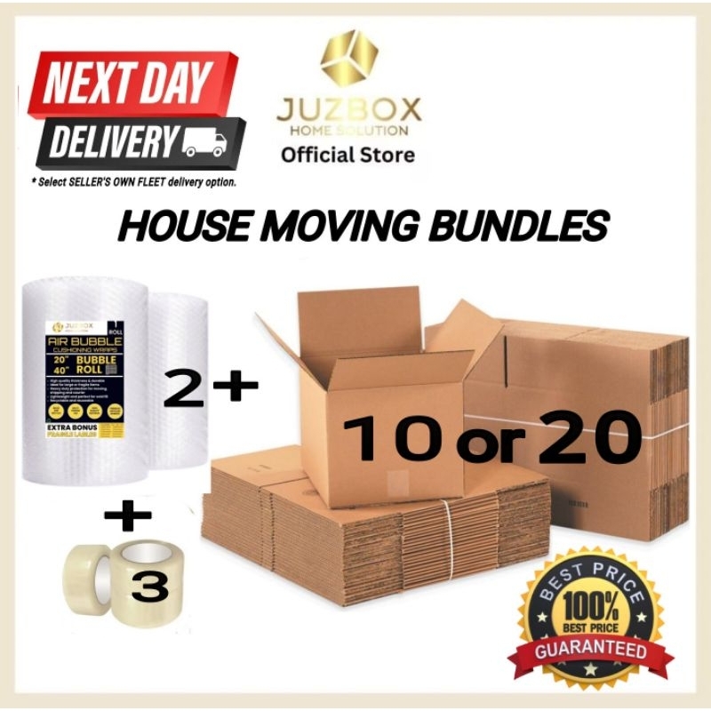 🇸🇬 House Moving BOX x 10or20 + Bubblewrap × 2 Rolls + Clear Tape x 3or6 ...