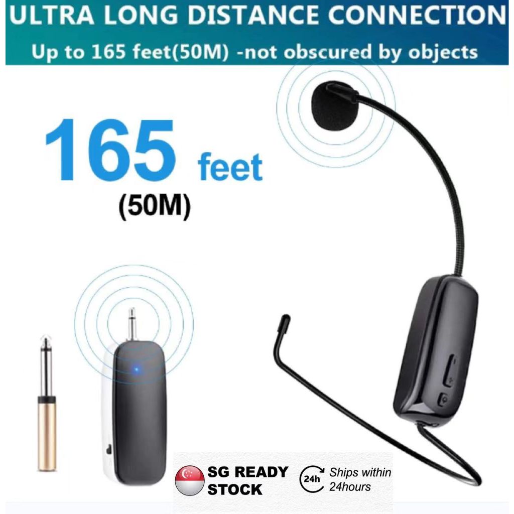2 in 1 Handheld Wireless Microphone Professional Head-Wear Mic Voice ...