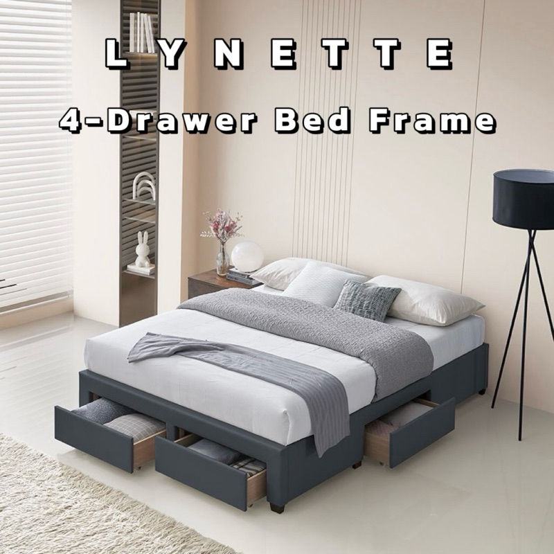 Luxe: Lynette Queen Storage Bed Frame | 4 Drawers | Modern | Shopee ...