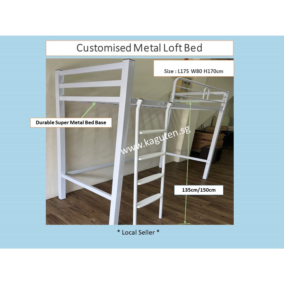 Customised Loft Bed L175 x W80cm Heavy Duty Loft Bed Custom Made Loft ...