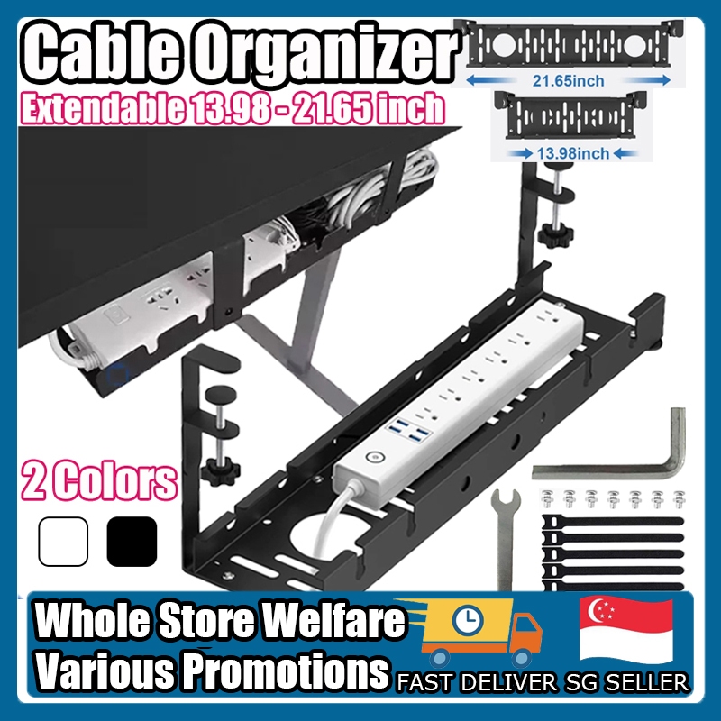 🇸🇬 SELLER - Extendable Under Desk Cable Management Tray Retractable ...