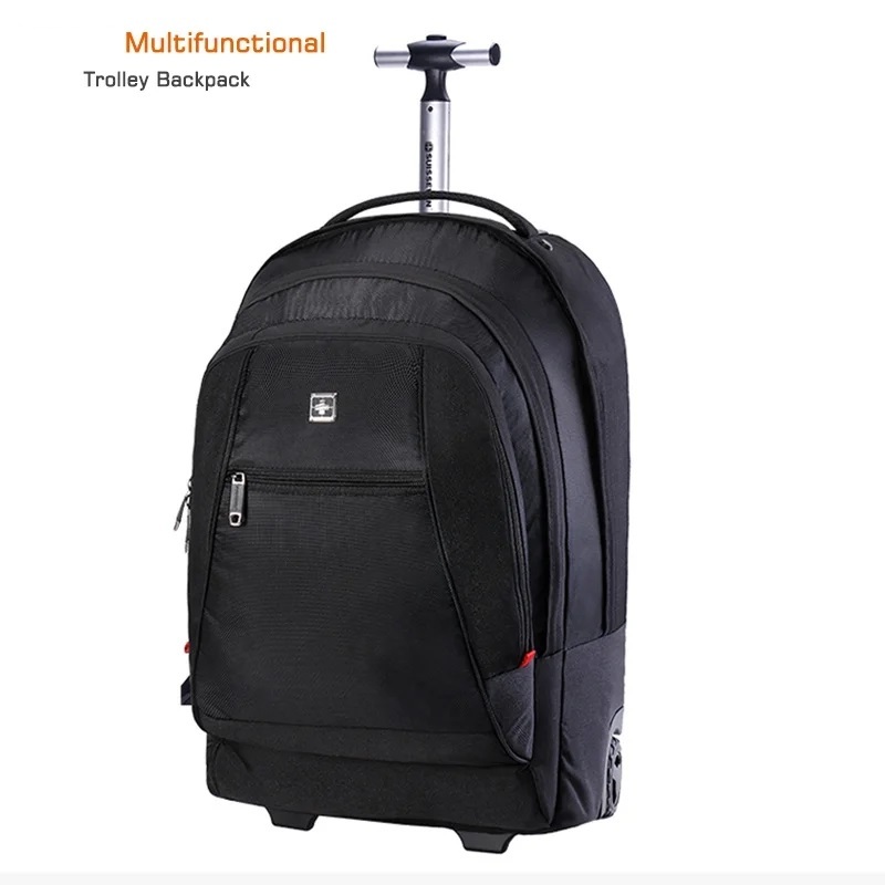 Executive Trolley Laptop Backpack 2 Wheels Waterproof School Travel Bag ...