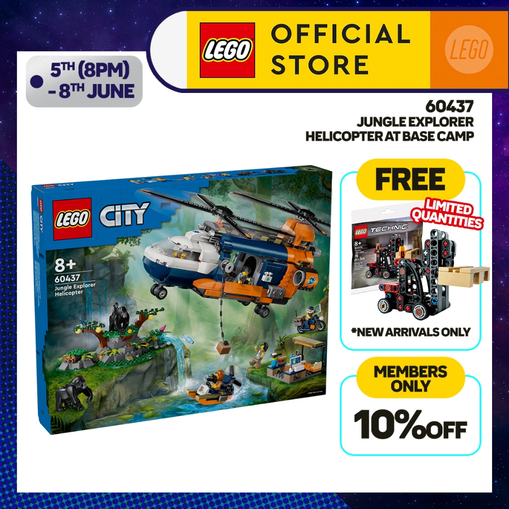 LEGO City 60437 Jungle Explorer Helicopter at Base Camp (881 Pieces ...