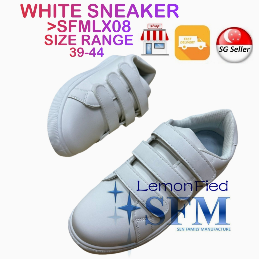School Shoes SFMLX08 3 Velcro Size 35 - 44 White Sneakers Men Lady Boy ...