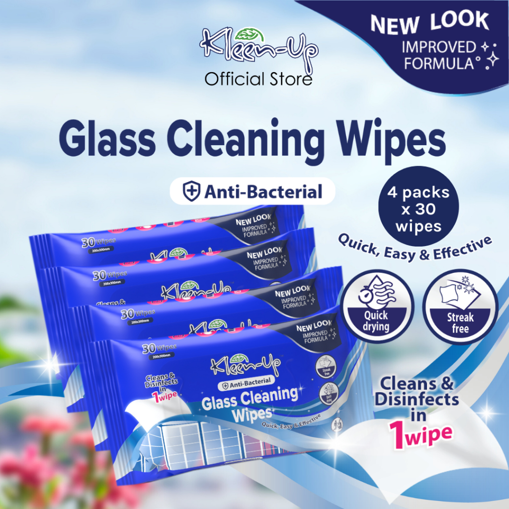 KLEEN-UP GLASS CLEANING WIPES 30S_KU3804VN (4 packets) | Shopee Singapore