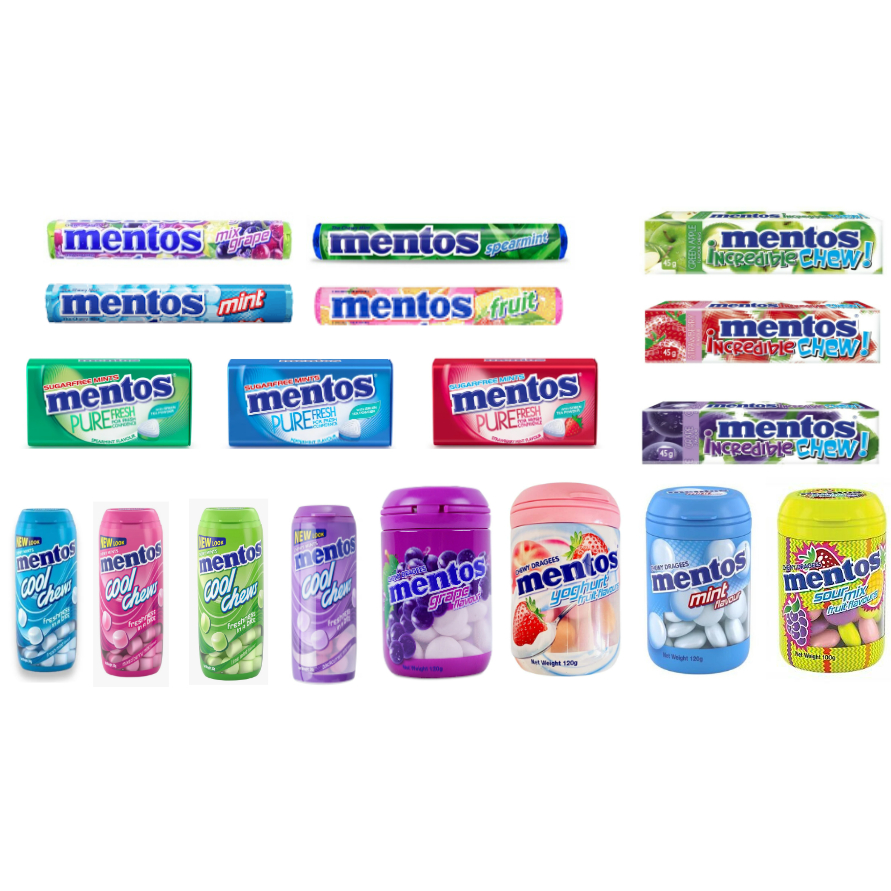 Mentos Spearmint Peppermint Mint Chewy Candy Sweet Apple Strawberry ...
