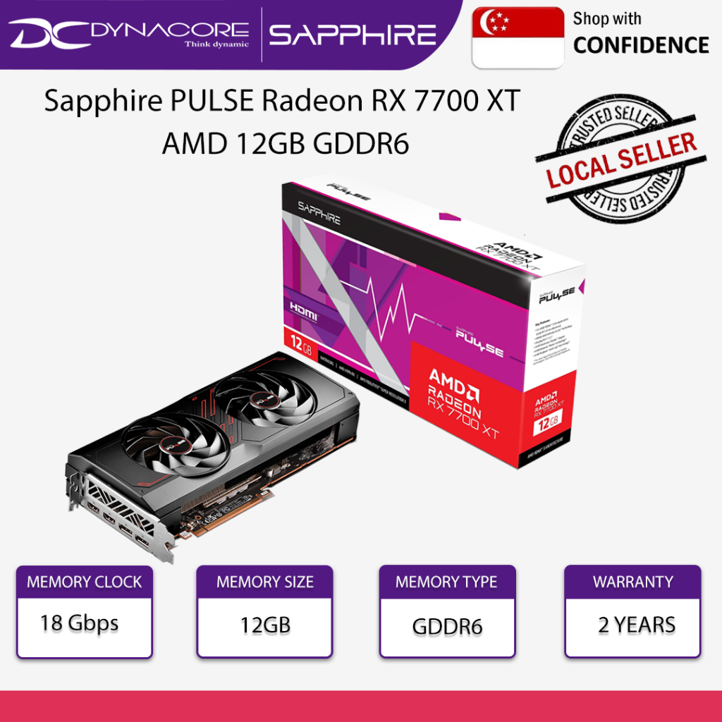 Sapphire PULSE Radeon RX 7700 XT AMD 12GB GDDR6 Graphics Card RX7700 XT ...