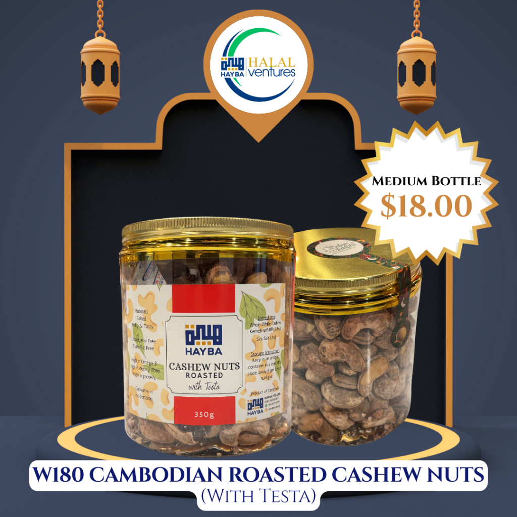 HAYBA Cambodian Roasted Cashew Nuts with Testa (W180 Grade) | Shopee ...
