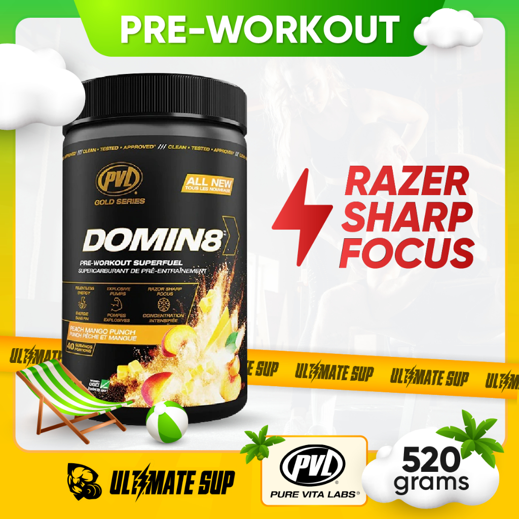 PVL Gold Series Domin8, Pre Workout, L-Citrulline, Boost Energy, Enhance Performance, Increase ...