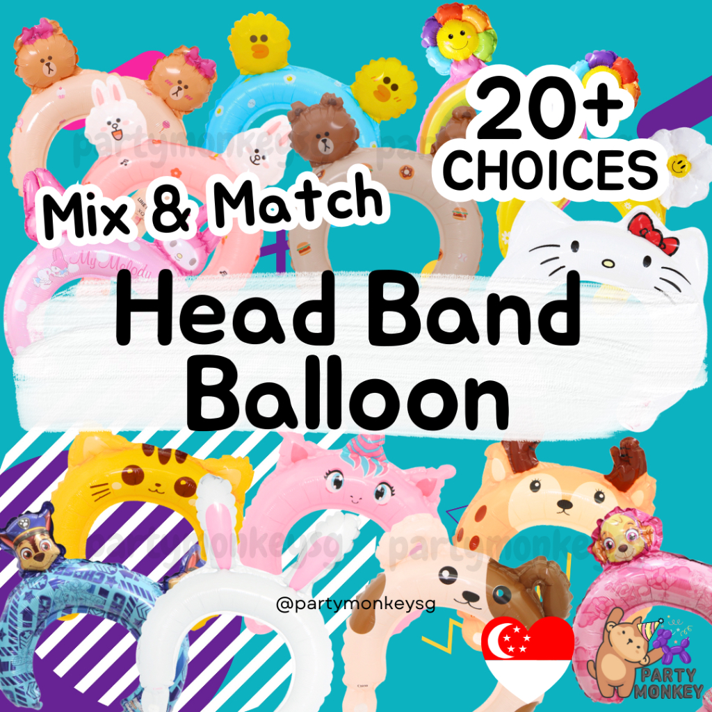 [SG Instock] Cartoon Head Band Balloon Balloons Birthday Party Banner ...