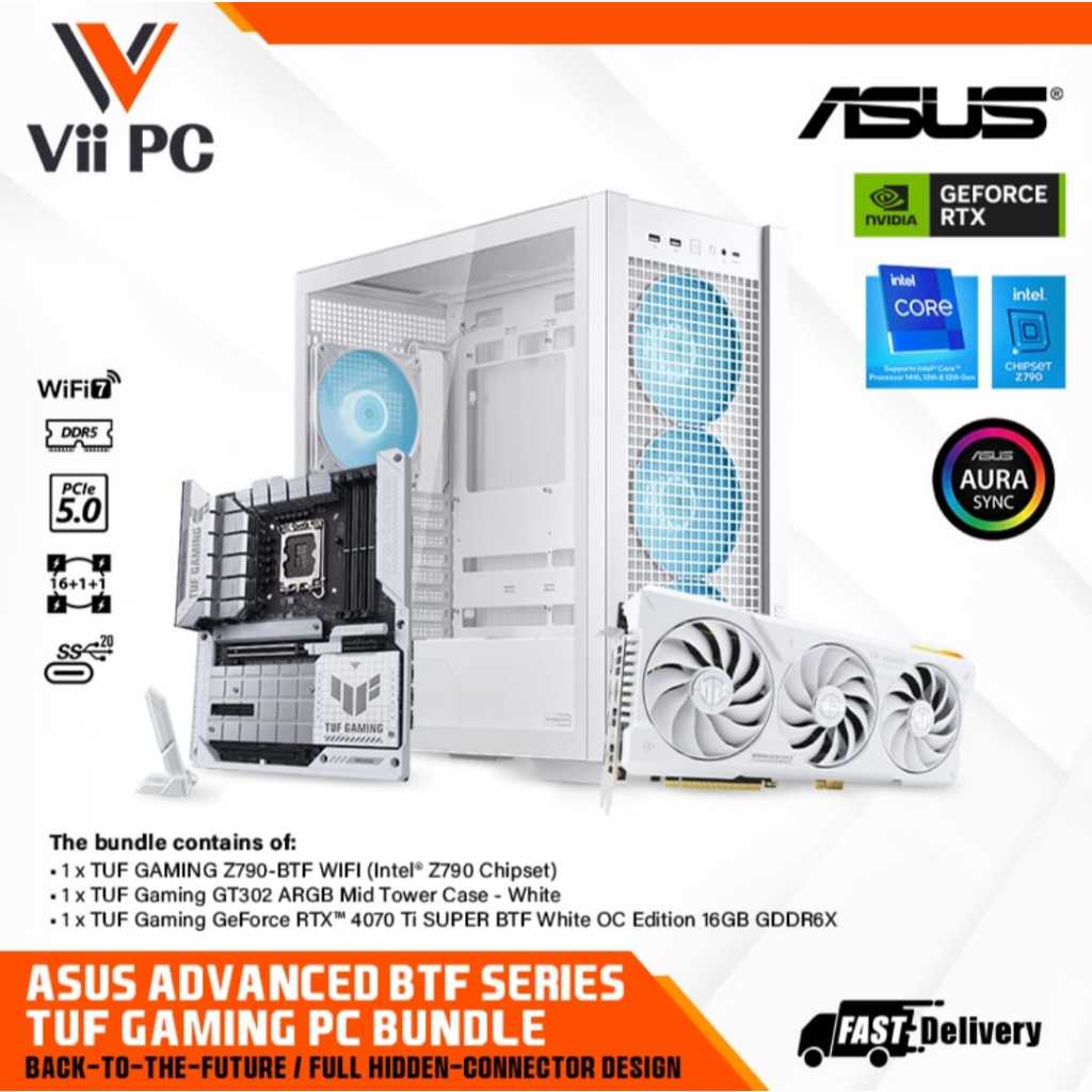 ASUS TUF Gaming GeForce RTX 4070Ti SUPER BTF White OC Edition 16GB ...
