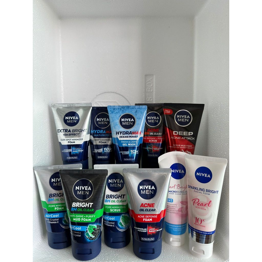 Nivea Men Face Wash Facial Cleanser Foam Scrub Gel Acne Extra Bright ...