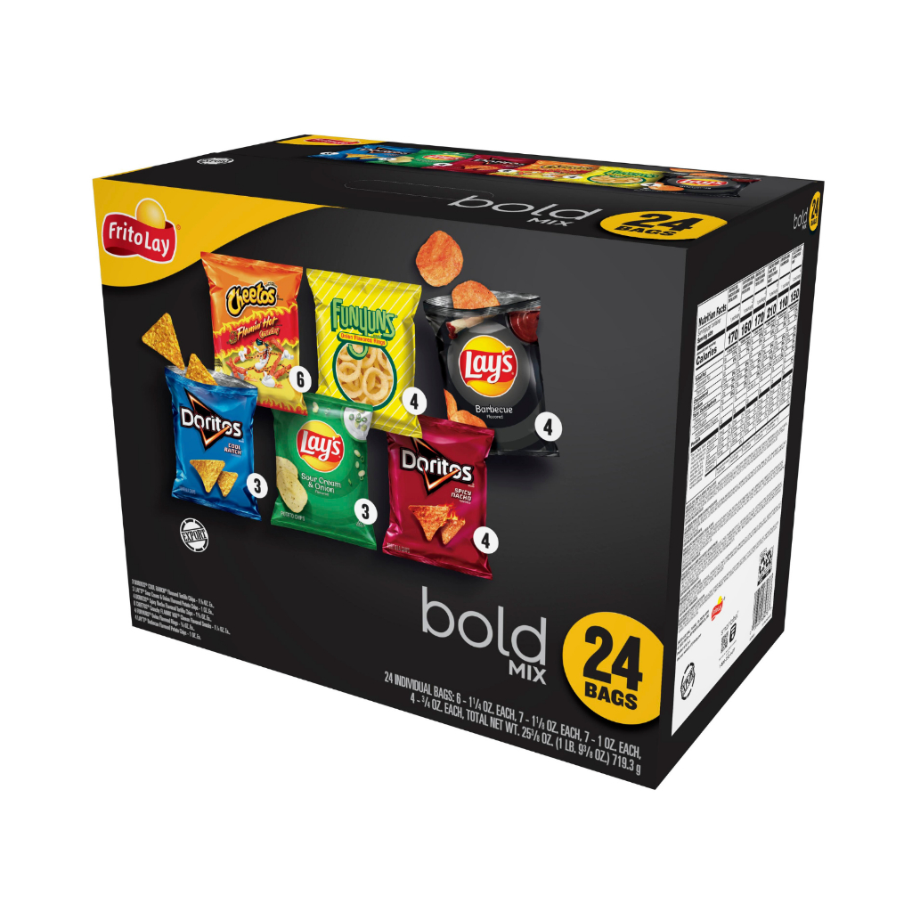 [1 Carton] Lay's Bold Mix Party Size Variety Pack Chips Snacks (24 Bags ...