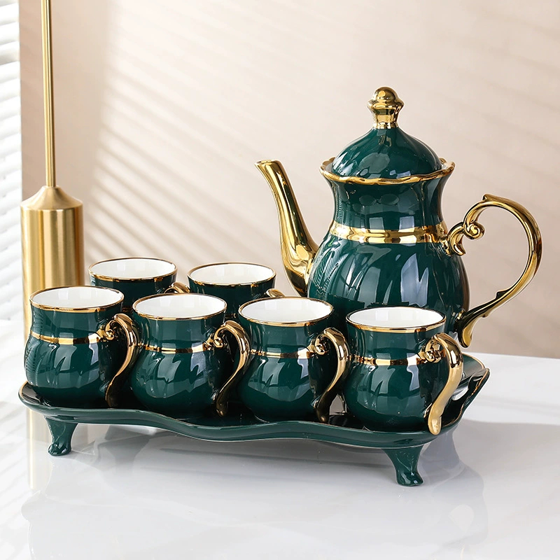 European Style Luxury Gold Rimmed Swan Teapot Cup Saucer set Ceramic ...