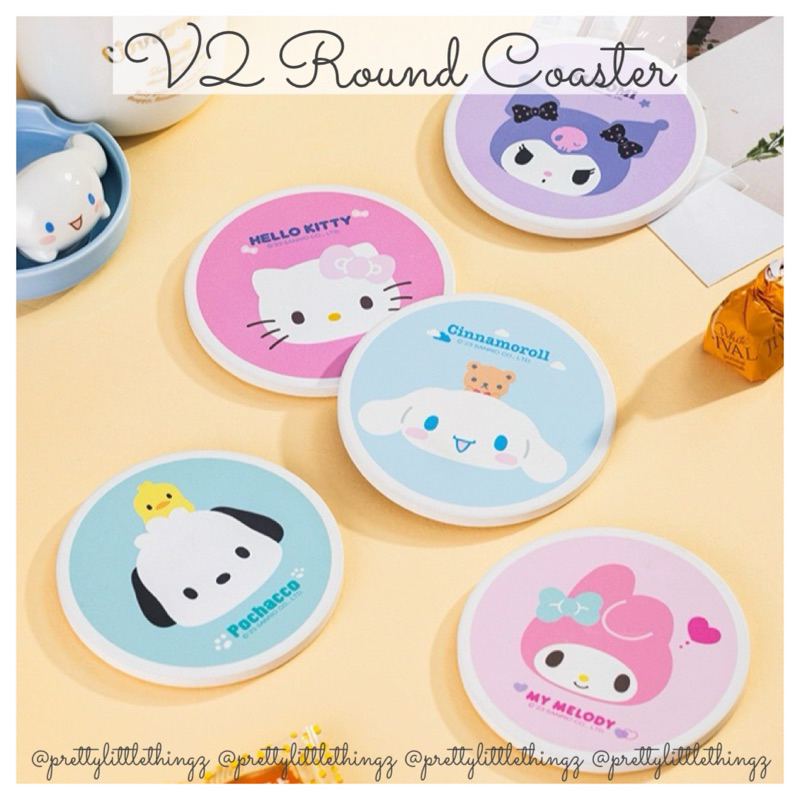 * SG READY STOCK * V2 Round Coaster (Kuromi, Melody, Pochacco ...