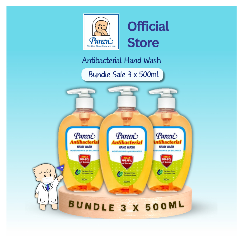 Pureen Antibacterial Hand Wash 500ml x 3 (Bundle Sale) | Shopee Singapore