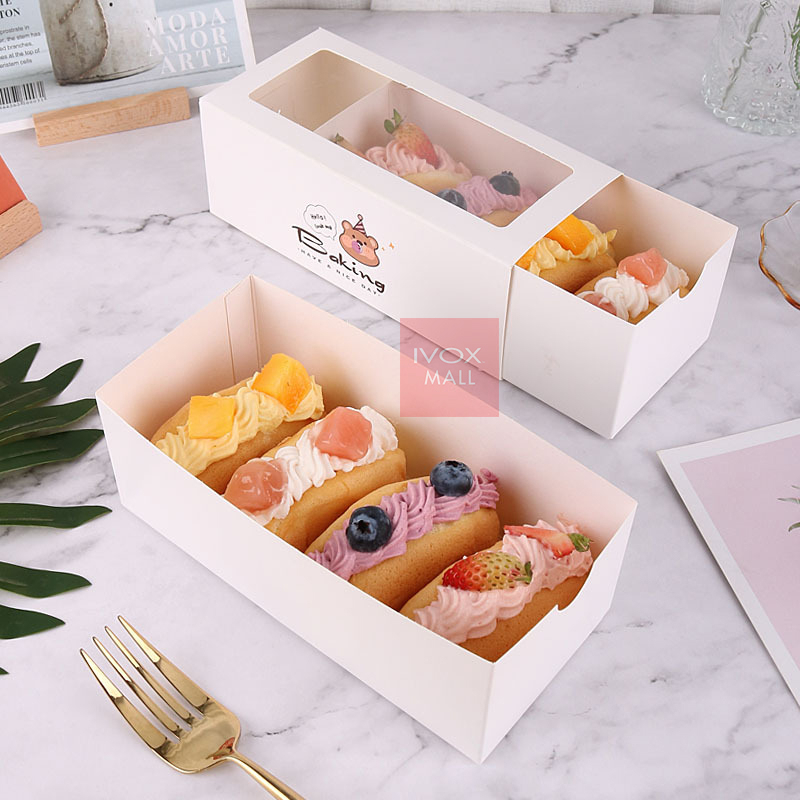 Swiss roll Box Rectangle Window Drawer Cake Box Towel Roll Kotak Kek ...