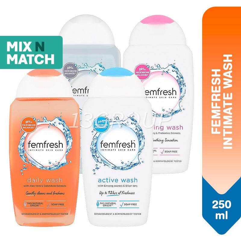 Femfresh Feminine Intimate Wash 0% Sensitive Active Daily Soothing ...