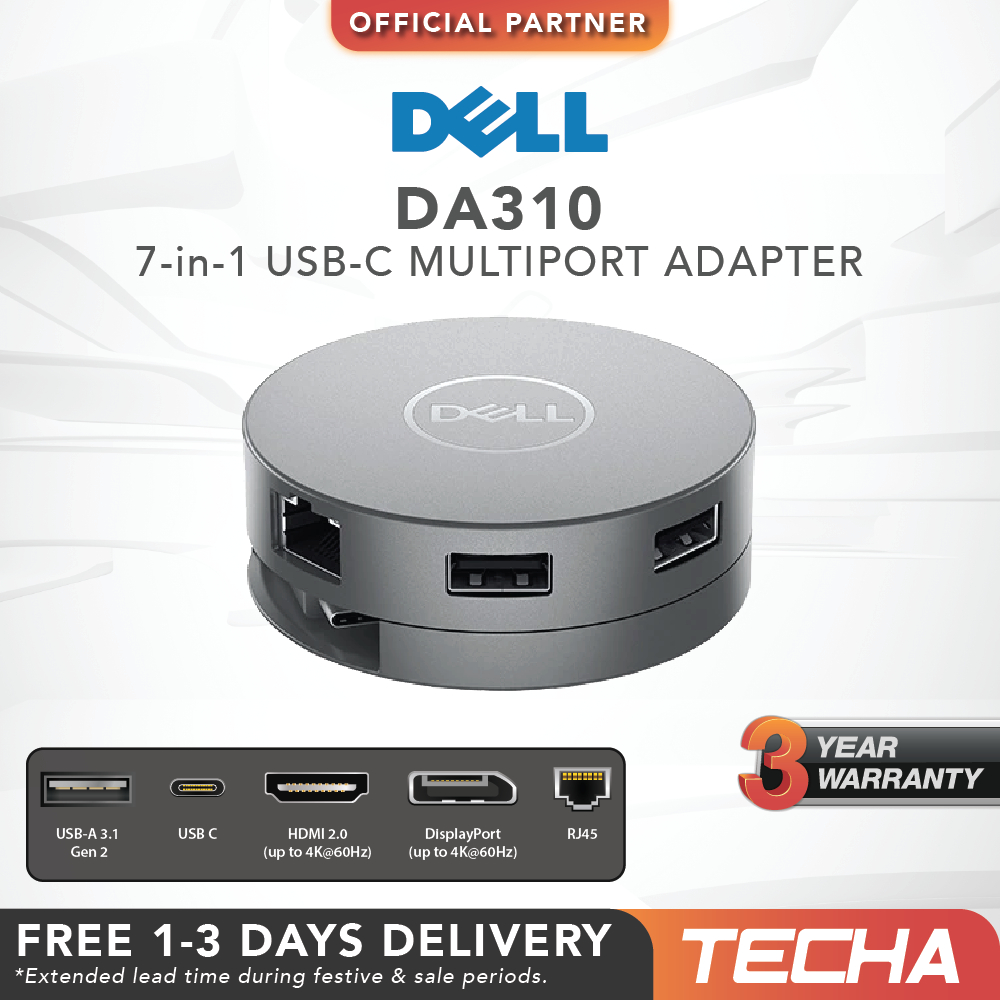 Dell DA310 | 7-in-1 USB-C Multiport Adapter - Grey | Shopee Singapore