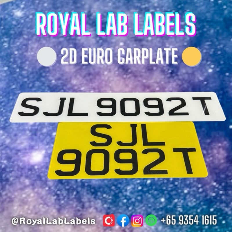 [🇸🇬 ] 2D Acrylic Carplate (EURO) White / Yellow License Plate | Shopee ...