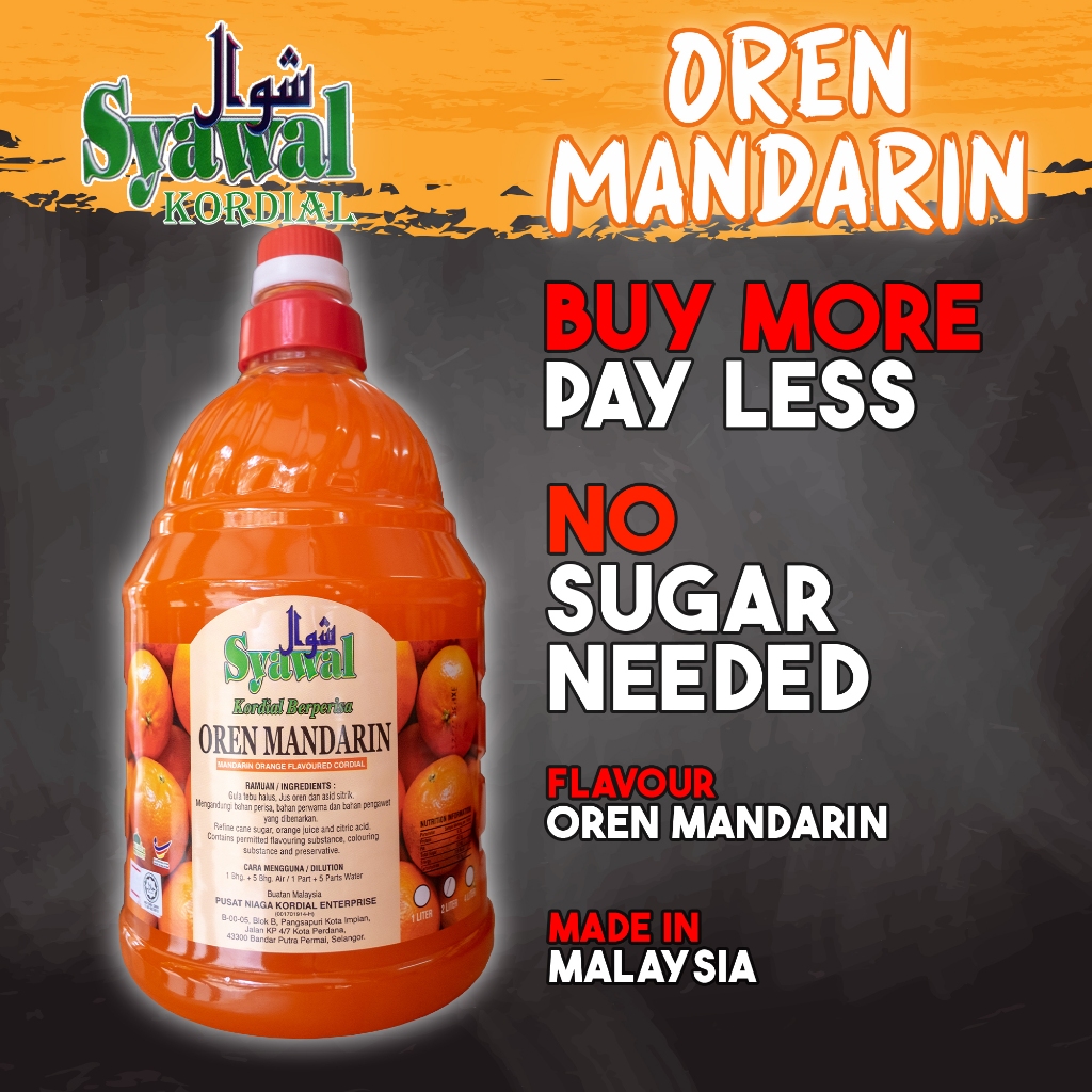 KORDIAL SYAWAL (2 LITER) FLAVOUR OREN MANDARIN (CORDIAL) | Shopee Singapore