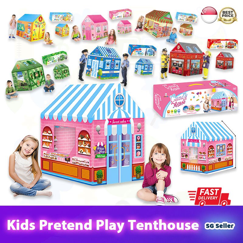【SG Ready Stock】🔥NEW🔥Kids Themed Pretend Large Play Tent House/Princess Castle/Police Station ...