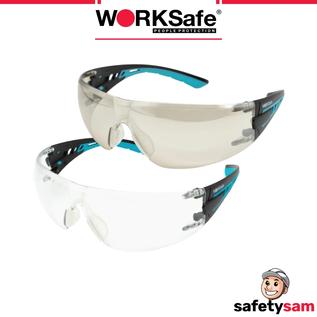 WORKSafe Wave Safety Glasses, Lightweight Wraparound Frame, Non-Slip ...