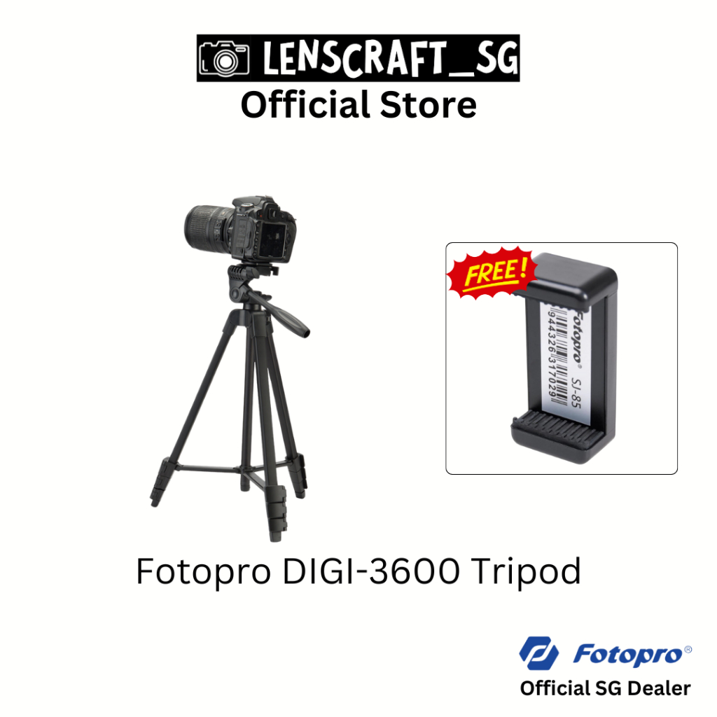 Fotopro DIGI-3600 Aluminum Light Weight Tripod Stand for Phone & Camera ...