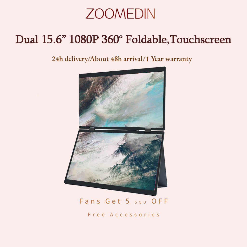 Zoomed-In Laptop Screen Extender 15.6 Inch 1080P 360° Foldable Dual ...