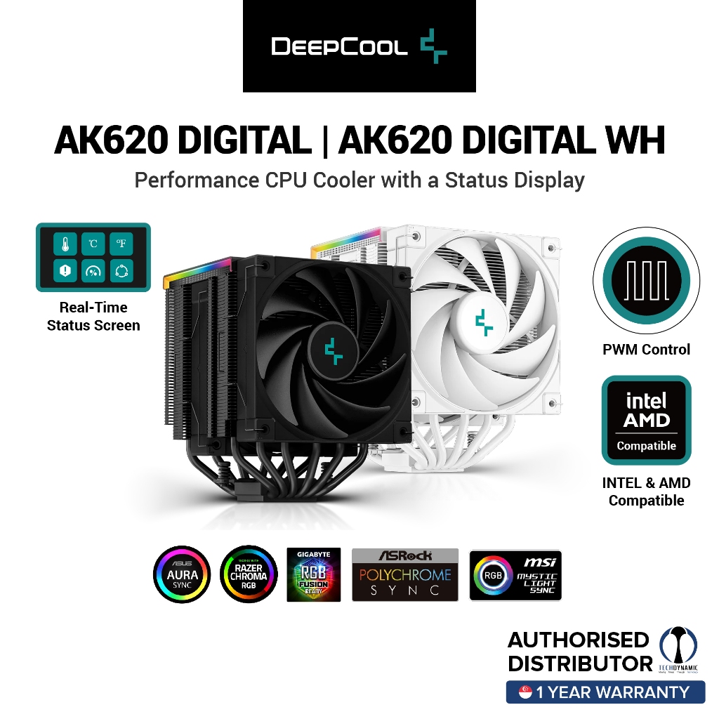 DEEPCOOL AK620 Digital, Digital Pro, Performance Air Cooler, Dual-Tower ...