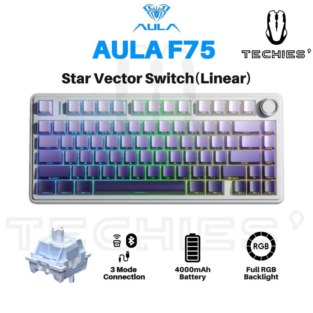 [🇸🇬READY STOCK] AULA F75 Mechanical Keyboard 75% 80Key RGB TriMode ...