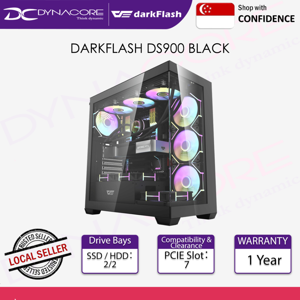 darkFlash DS900 Black ATX Mid-Tower PC Case - Fans not Included ...