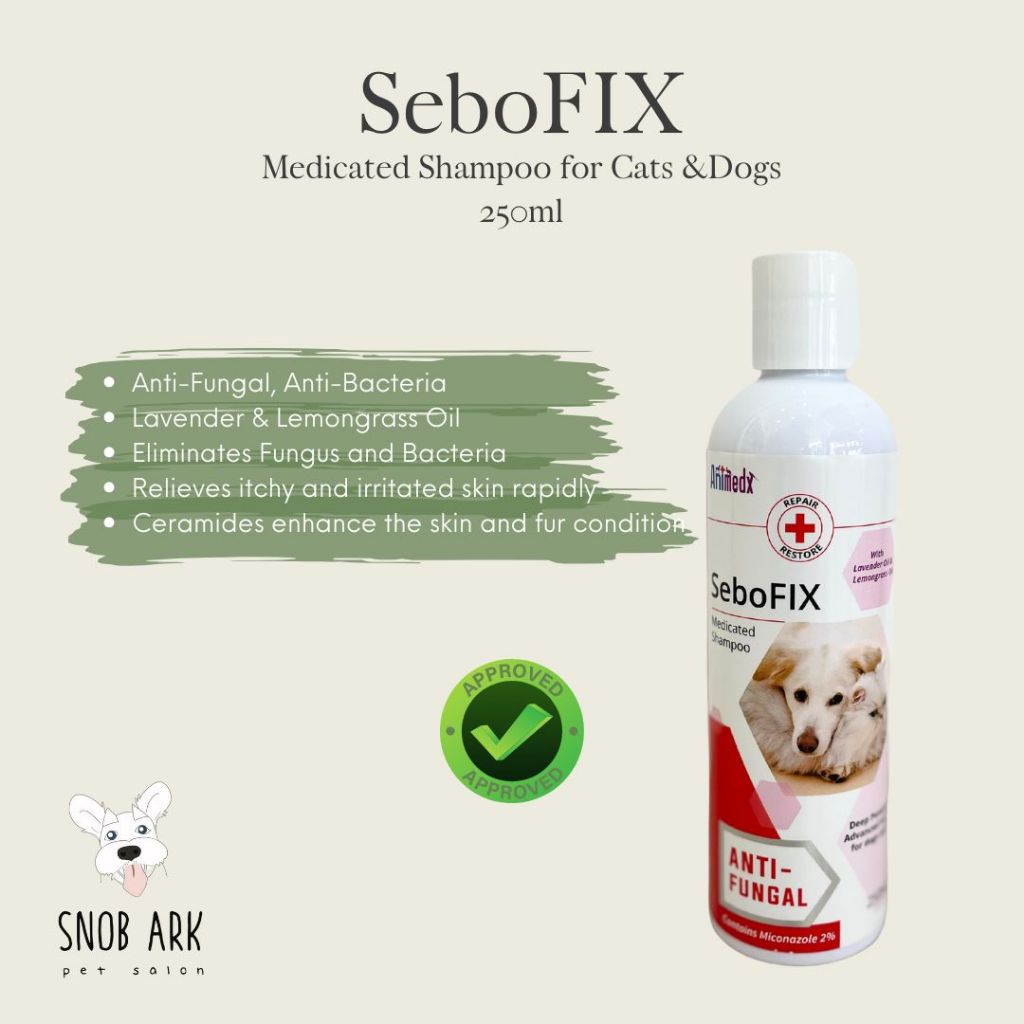 [ANIMEDX] Sebofix Medicated Shampoo 250ml - Cats & Dogs (Anti-Fungal ...