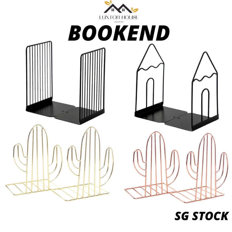 {SG} 1 Pair Metal Bookend Book Stand Holder Bookends Book Support ...