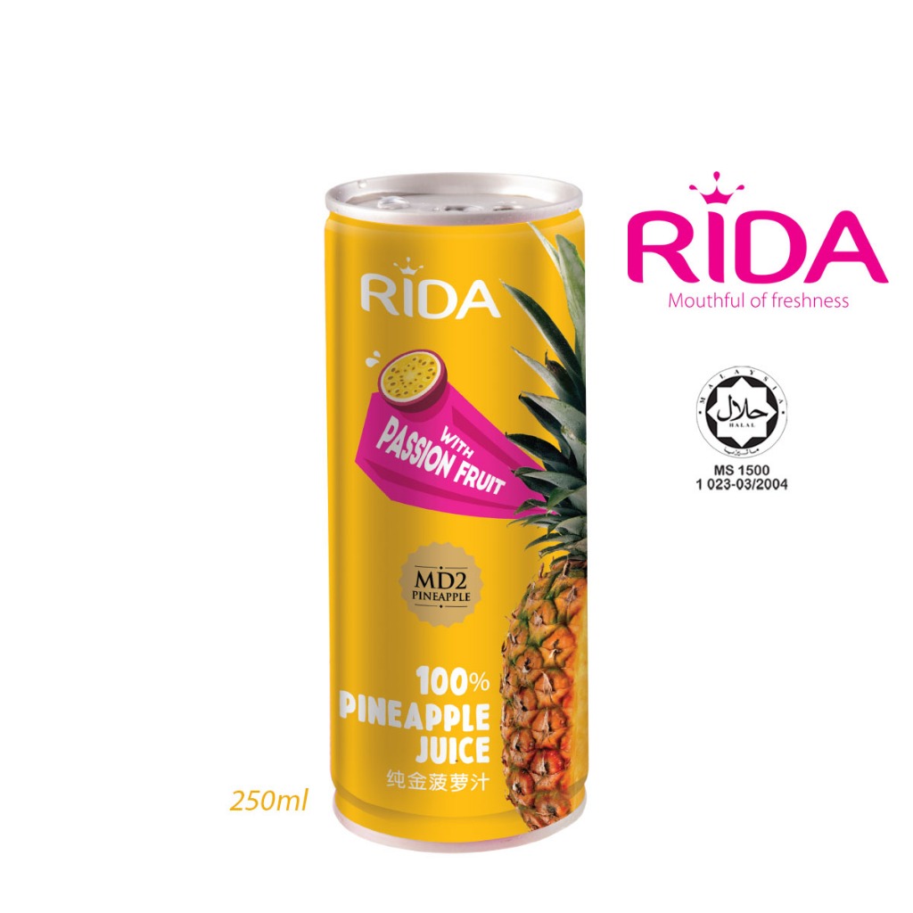 Rida- 100% Pineapple Juice + Passion Fruit Juice 250ml *Halal | Shopee ...