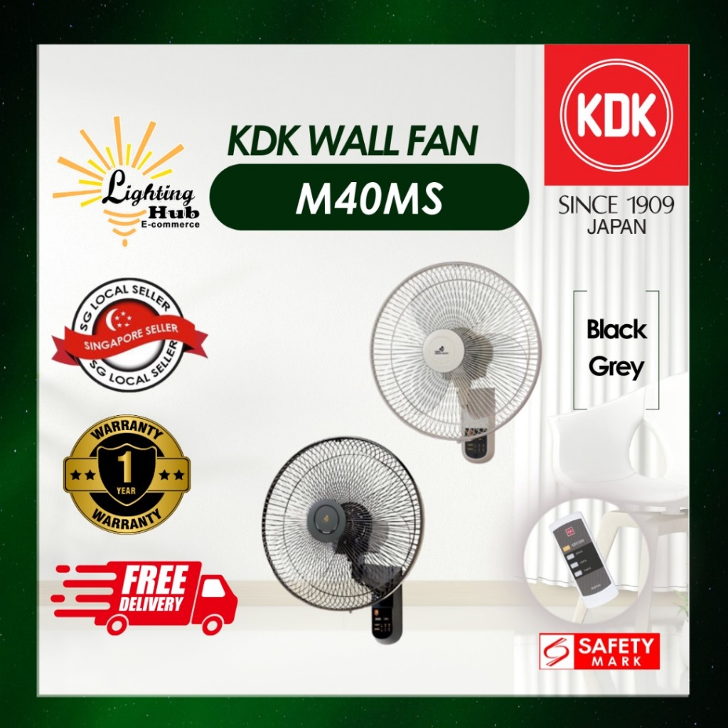 KDK Wall Fan M40MS / 3 Speed with remote control / Plastic Blade/ 1yr ...