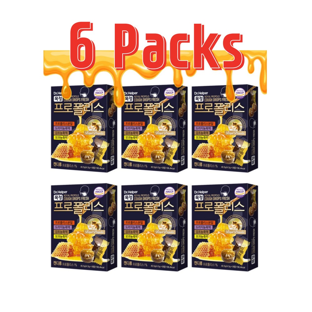 [6 Packs] Dr.Helper Propolis Throat Candy Candy Good for the Throat 9 ...
