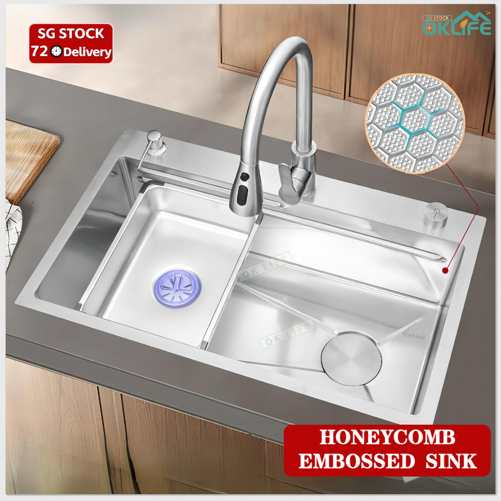 [SG STOCK 48H DELIVERY] SUS 304 stainless steel sink/thickened kitchen ...