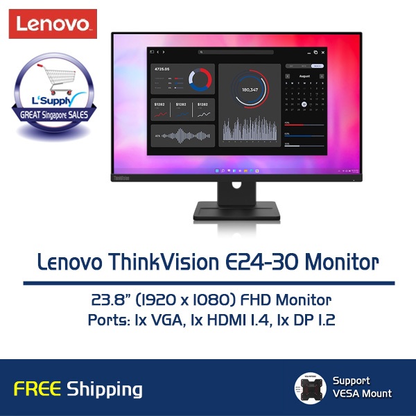 Lenovo ThinkVision E24-30 (23.8" FHD Monitor) | Shopee Singapore
