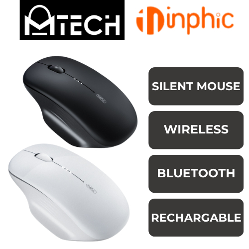 INPHIC M1 Gen 2 Silent Wireless Mouse Tri-Mode Bluetooth USB Rechargeable Ergonomic Quiet Click ...